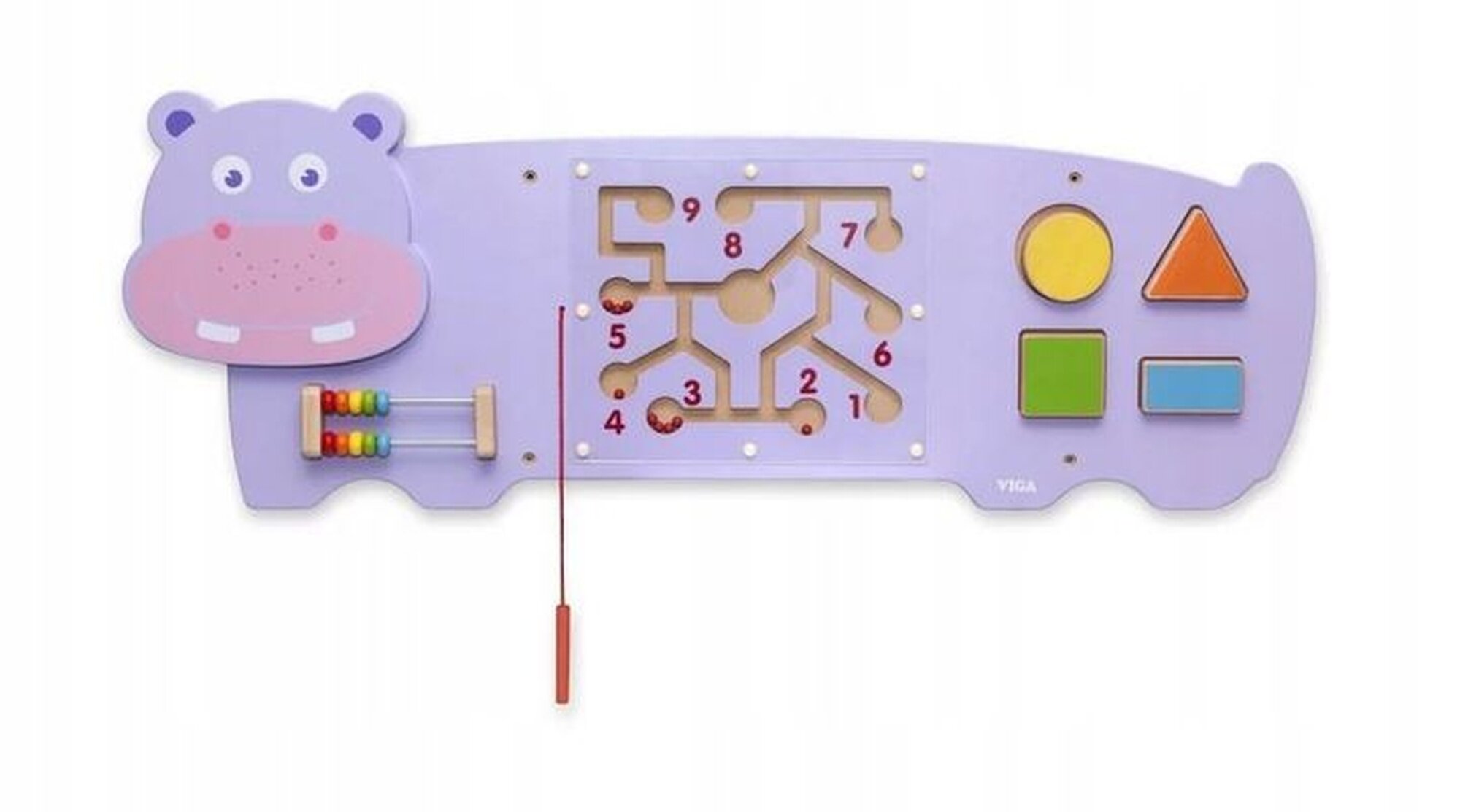 Бизиборд Viga - Деревянный настенный развивающий игровой модуль - Бегемот - Вига 50470