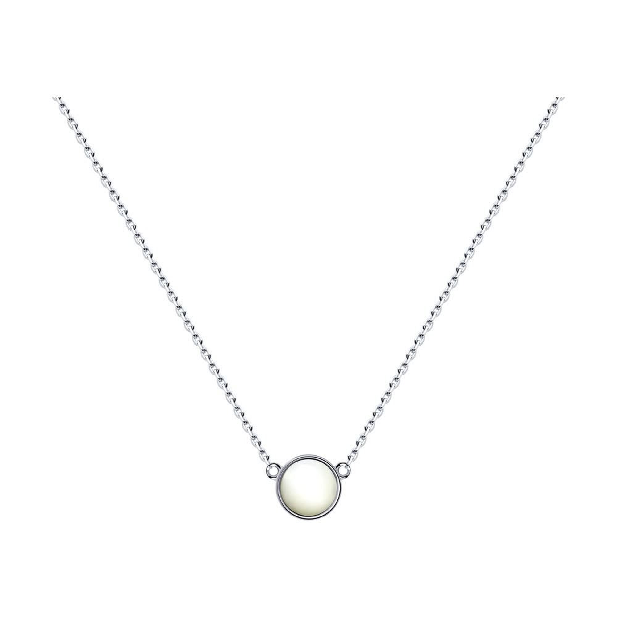 Колье, серебро, 925 проба, родирование, перламутр