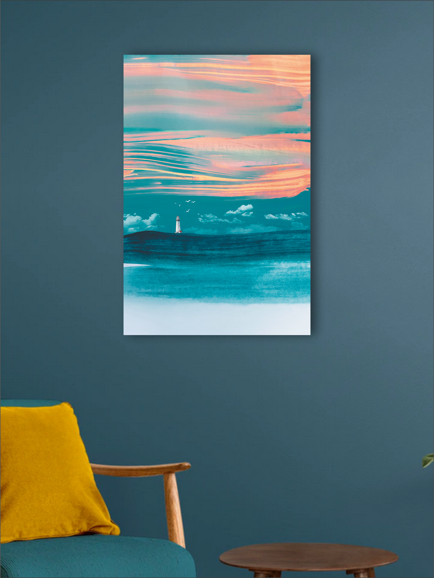 Картина для интерьера на стену вертикальная, пейзаж Белый маяк , Art IrbisPrint, 40х60 см, холст на подрамнике 20 мм