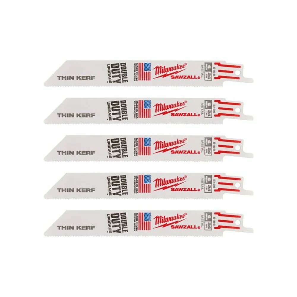 Пильное полотно для сабельной пилы MILWAUKEE Sawzall Metal, тонкий пропил, 150 мм, 25 зубцов на дюйм (5 шт.)