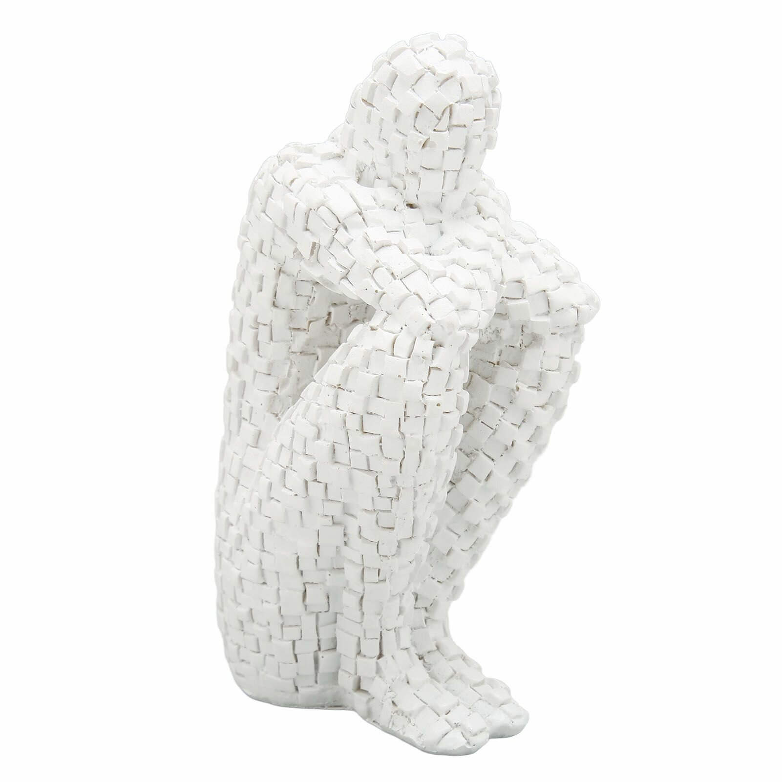 Абстрактная мозаичная скульптура белого цвета из экологически чистой смолы для книжной полки с функцией размышлений, отличное украшение для спальни и офиса