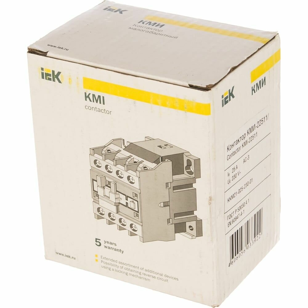 Контактор КМИ-22511 25А 230В/АС3 1НЗ KARAT IEK KKM21-025-230-01