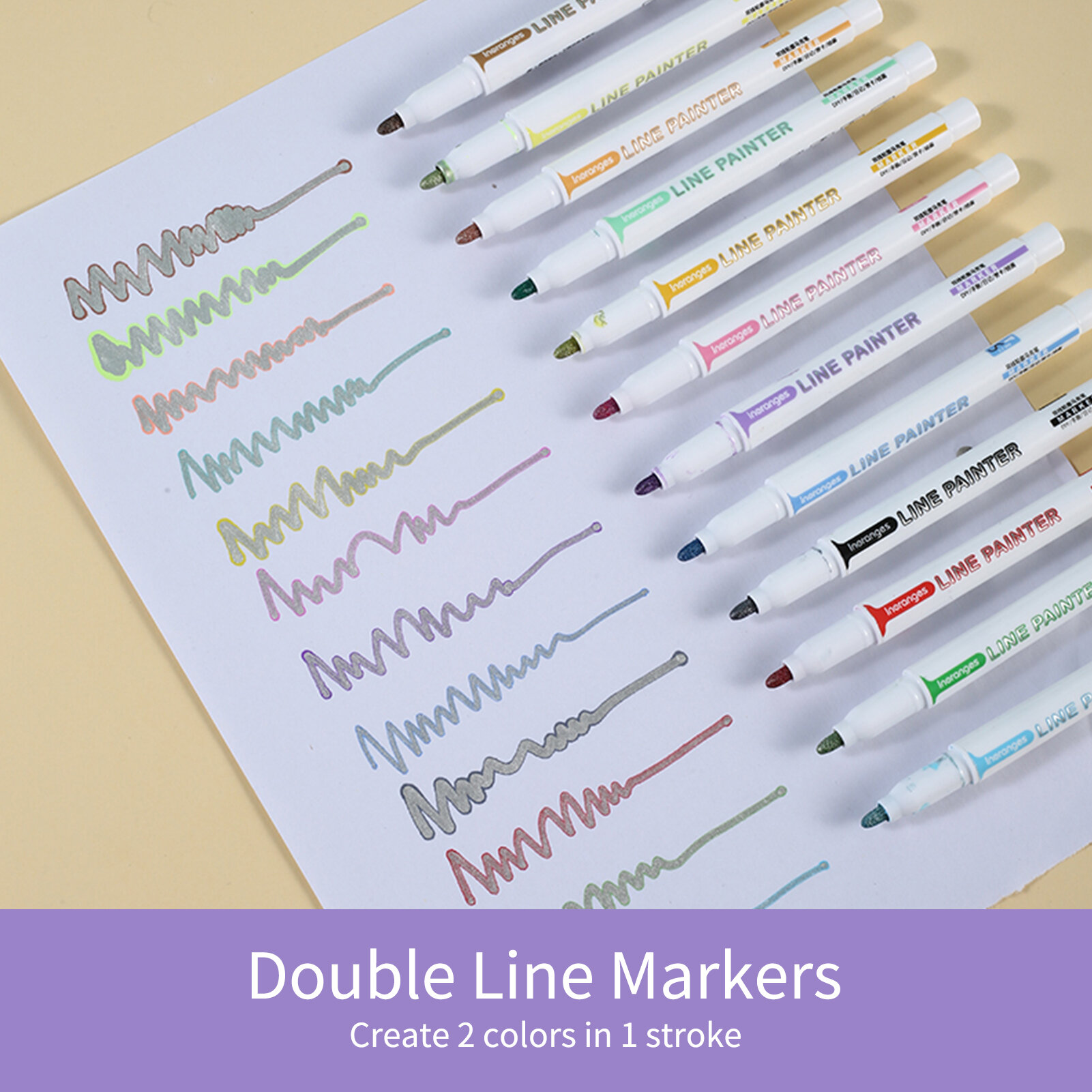 8 цветов маркеры с двойной линией — наконечник 2.0 мм, для скрапбукинга и рисования