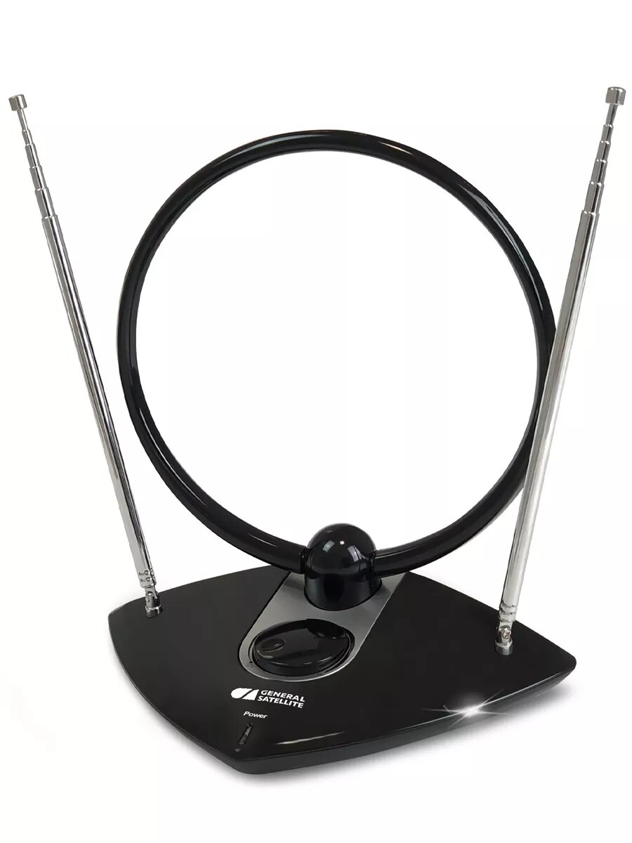 Антенна General Satellite AV-962A DVB-T2, комнатная, с усилителем, МВ+ДМВ