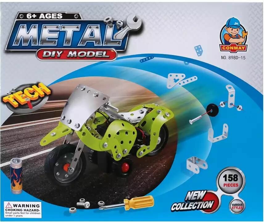 Металлический конструктор КНР "Машина на батарейках" 898D-15, 158 деталей