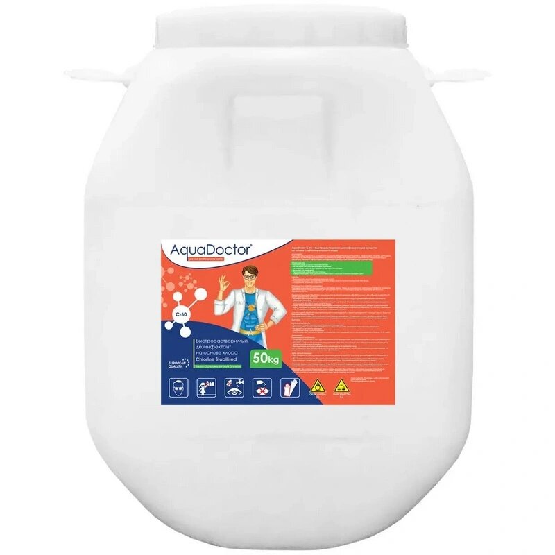 Быстрорастворимый препарат на основе 60% активного хлора AquaDoctor C60, гранулированный, 50 кг, цена - за 1 шт