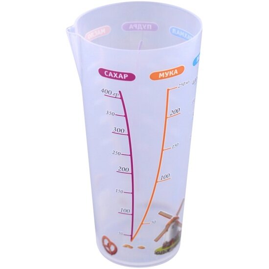 Стакан мерный Мультидом "Вода/Сахар/Мука/Крахмал/Пудра/Масло" 500 мл (МТ76-174)