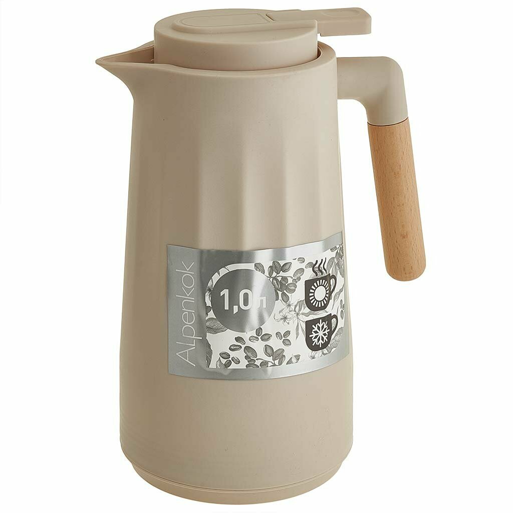 Термос-кувшин со стеклянной колбой 1 л Alpenkok AK-10109S бежевый