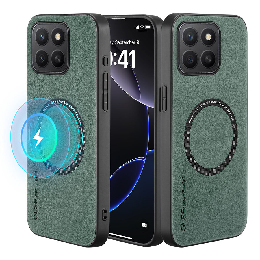 Чехол Для Honor X8C/Хонор X8C, soft touch, чехол-кардиомонитор, искусственная кожа, поликарбонат (PC), защита камеры, ударопрочный, усиленные углы, Honor, Honor X8C, green,