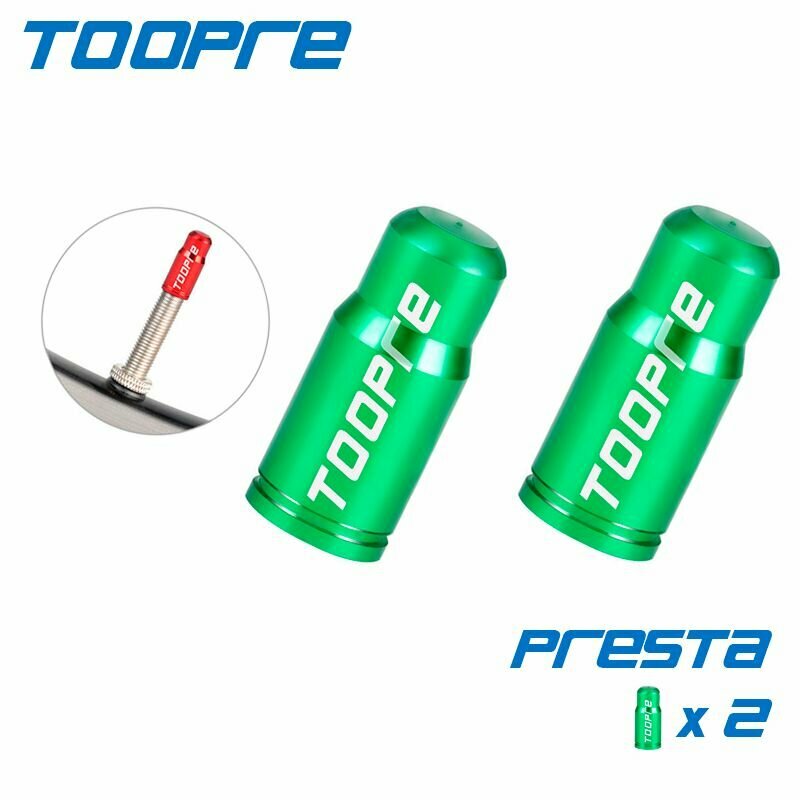 Колпачки TOOPRE на ниппель PRESTA, зеленый цвет, 2 шт