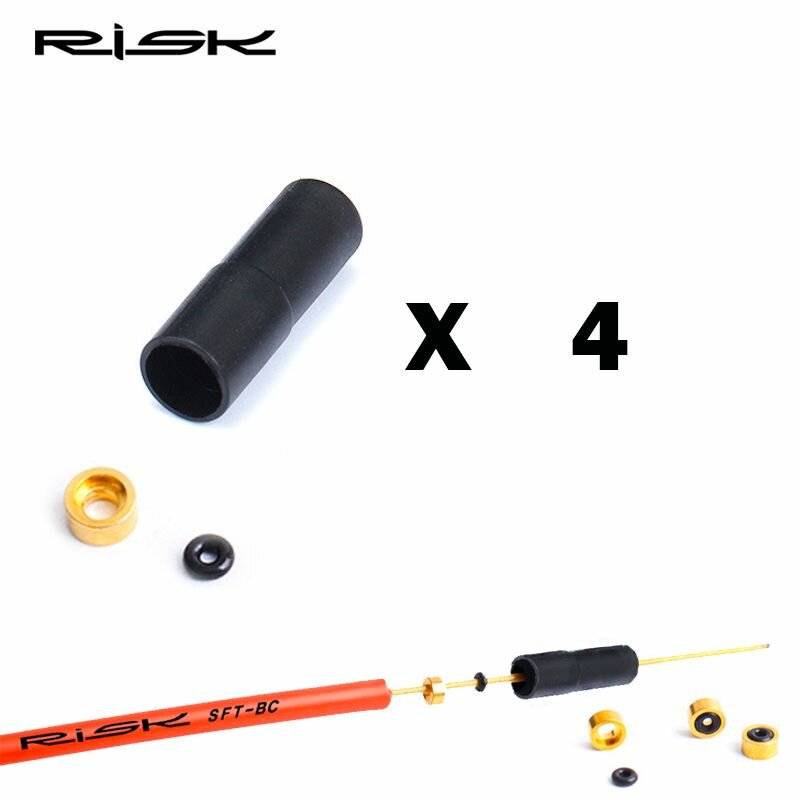 Наконечник оплетки троса тормоза с уплотнителем, RISK, 4 штуки