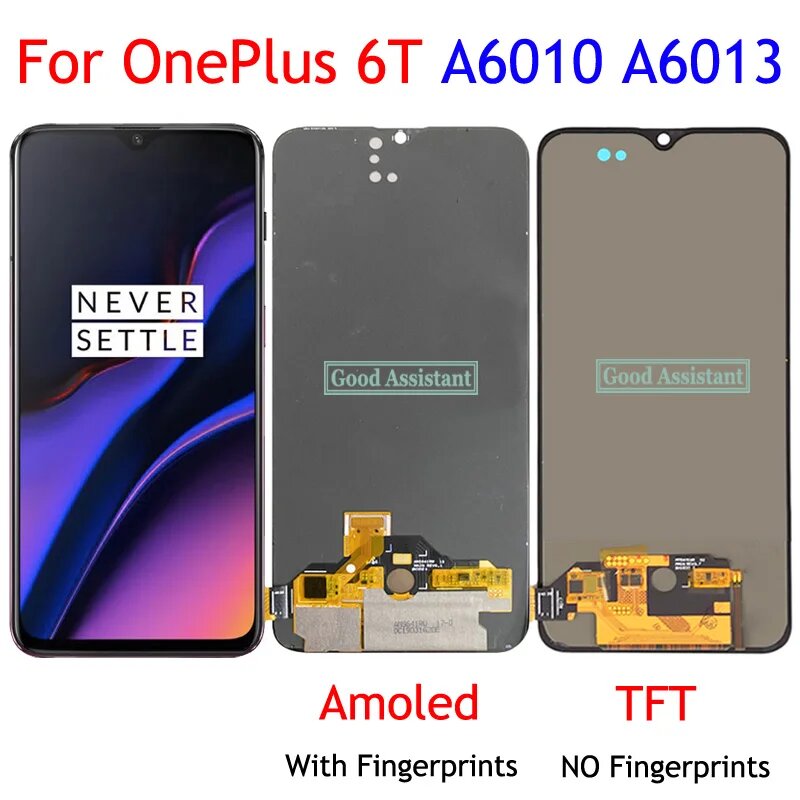 AMOLED/TFT черный 6,4 дюйма для OnePlus 6T 1+ 6T A6010 A6013 ЖК-дисплей с цифровым преобразователем сенсорного экрана в сборе, запасные части