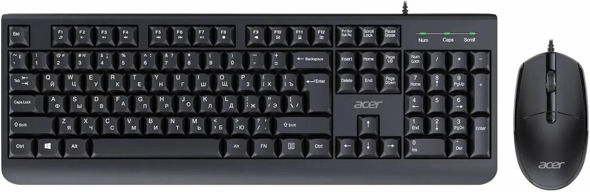 Комплект клавиатура, мышь Acer Клавиатура + мышь OCC400 клав: черный мышь: черный USB (ZL. ACCCC.015)