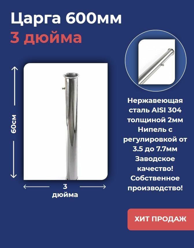 Царга 3 дюйма 60см с нипелем под термометр