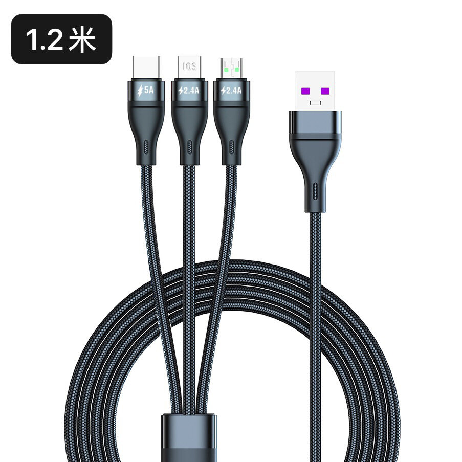 1,2 м кабель USB-C к Type-C с быстрой зарядкой 5А, черный, совместимый с Android и iPhone