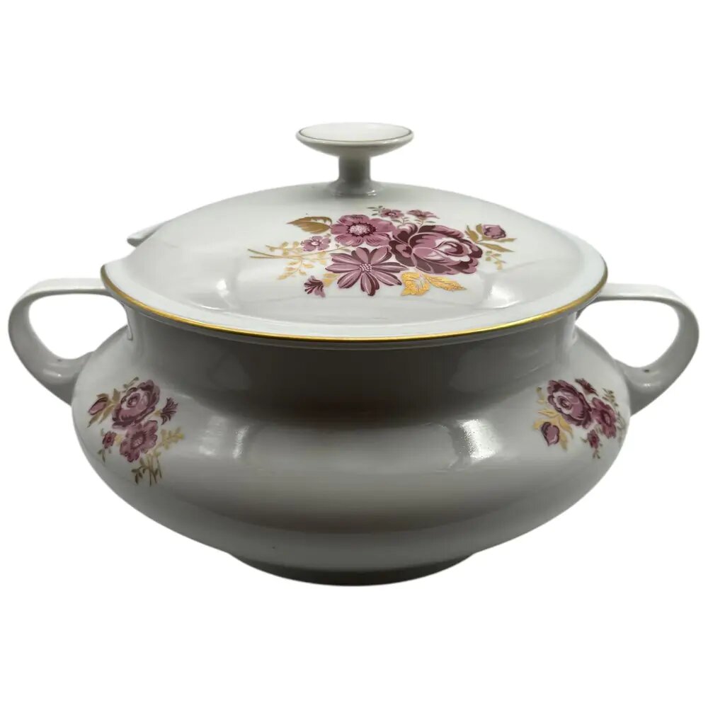 Супница "Букет розовый", 3.5 л, фарфор, 1970-1980 гг, Freiberger, ГДР