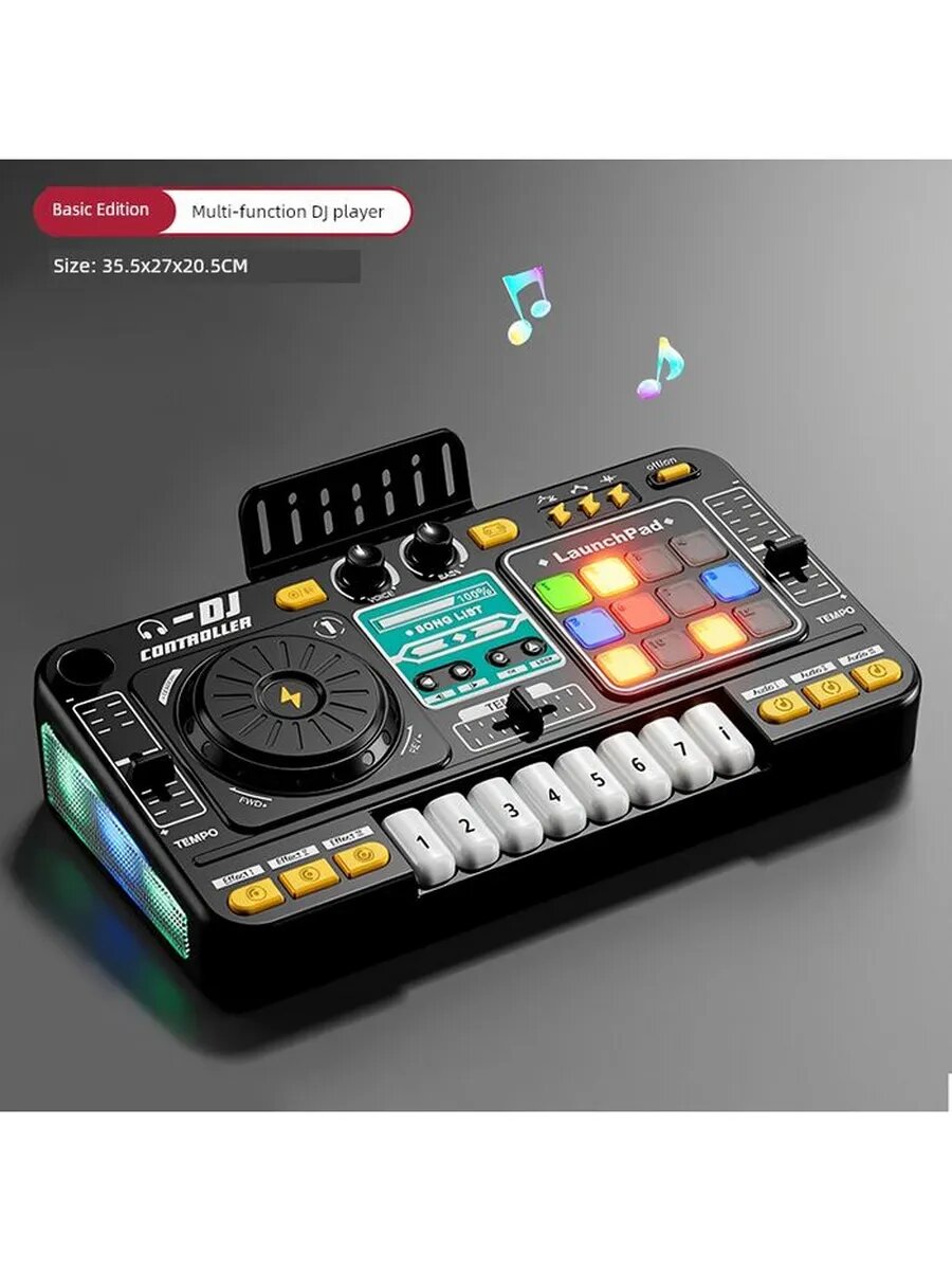 Черный DJ микшер (USB, запись, 100+ функций)