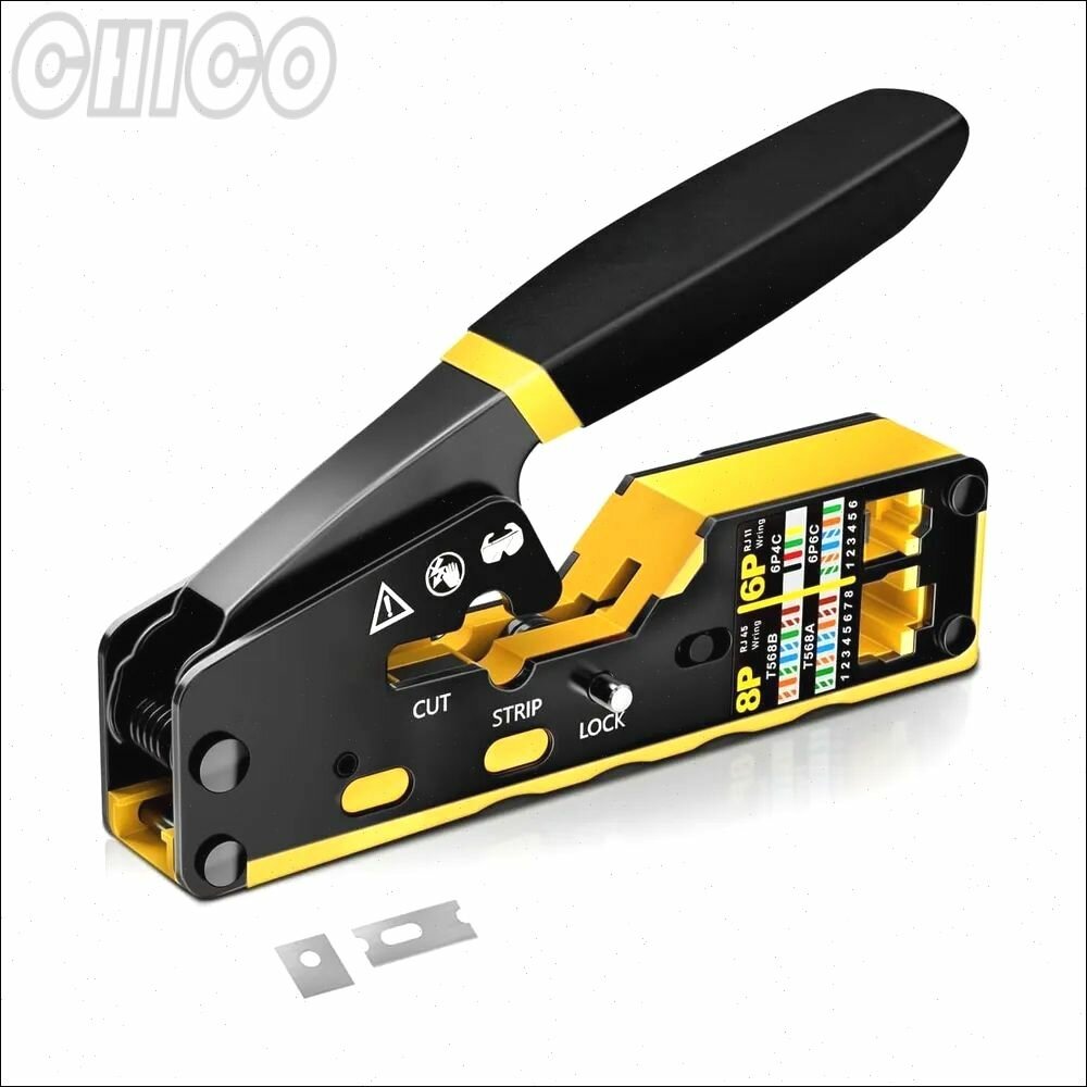 Инструмент обжимной для коннекторов со сквозным отверстием rj45/ Кримпер для обжима витой пары