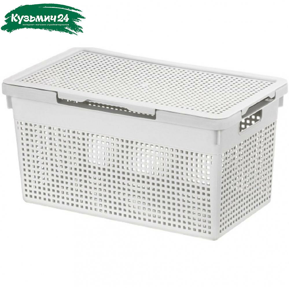 Корзина с крышкой El Сasa Лофт 562108 узкая 812155, 235х265х455 мм, 21 л, светло-серая