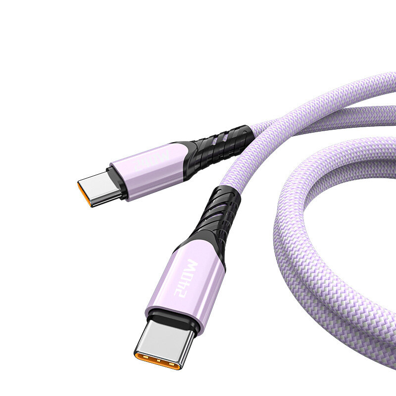Кабель Type-C к Type-C 2 м с быстрой зарядкой PD для iPhone и Huawei, фиолетовый цвет