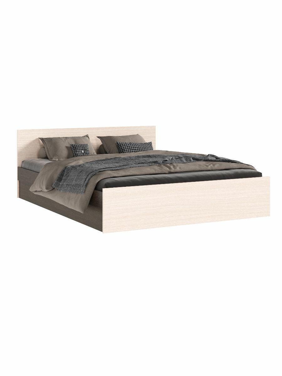 Кровать двуспальная Бася 1,6 1635х700х2037, Венге/Дуб беленый, с настилом, МИФ