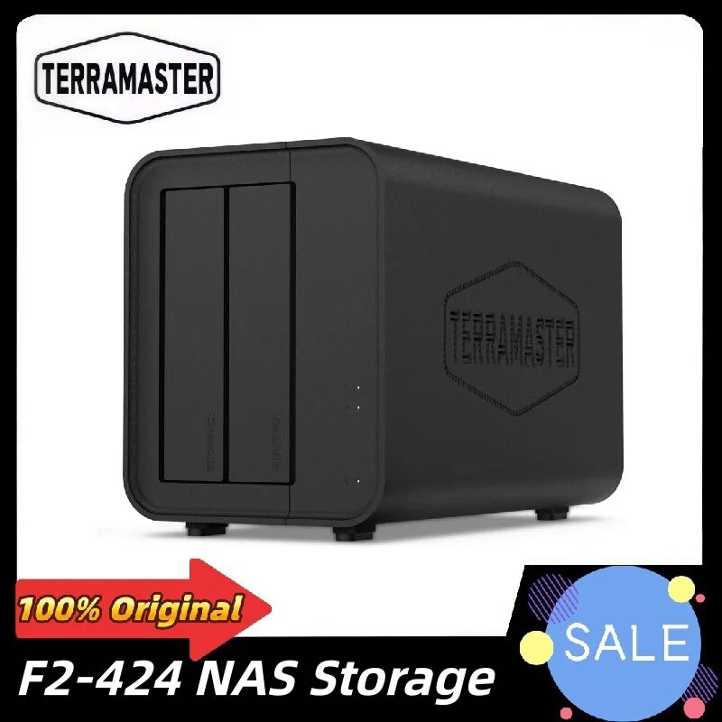 TERRAMASTER F2-424 NAS Storage 2 отсека — четырехъядерный процессор N95, оперативная память DDR5 8 ГБ, порт 2,5 ГБE x 2, сетевое хранилище (без дисплея)