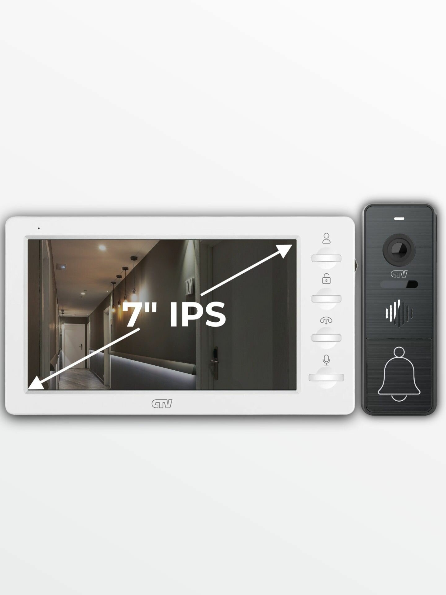 Комплект видеодомофон для квартиры: аналоговый монитор 7" CTV-M3702 Gamma + вызывная панель CTV-D4005, для дома или офиса, удаленное открытие замка, подключение к подъездному домофону