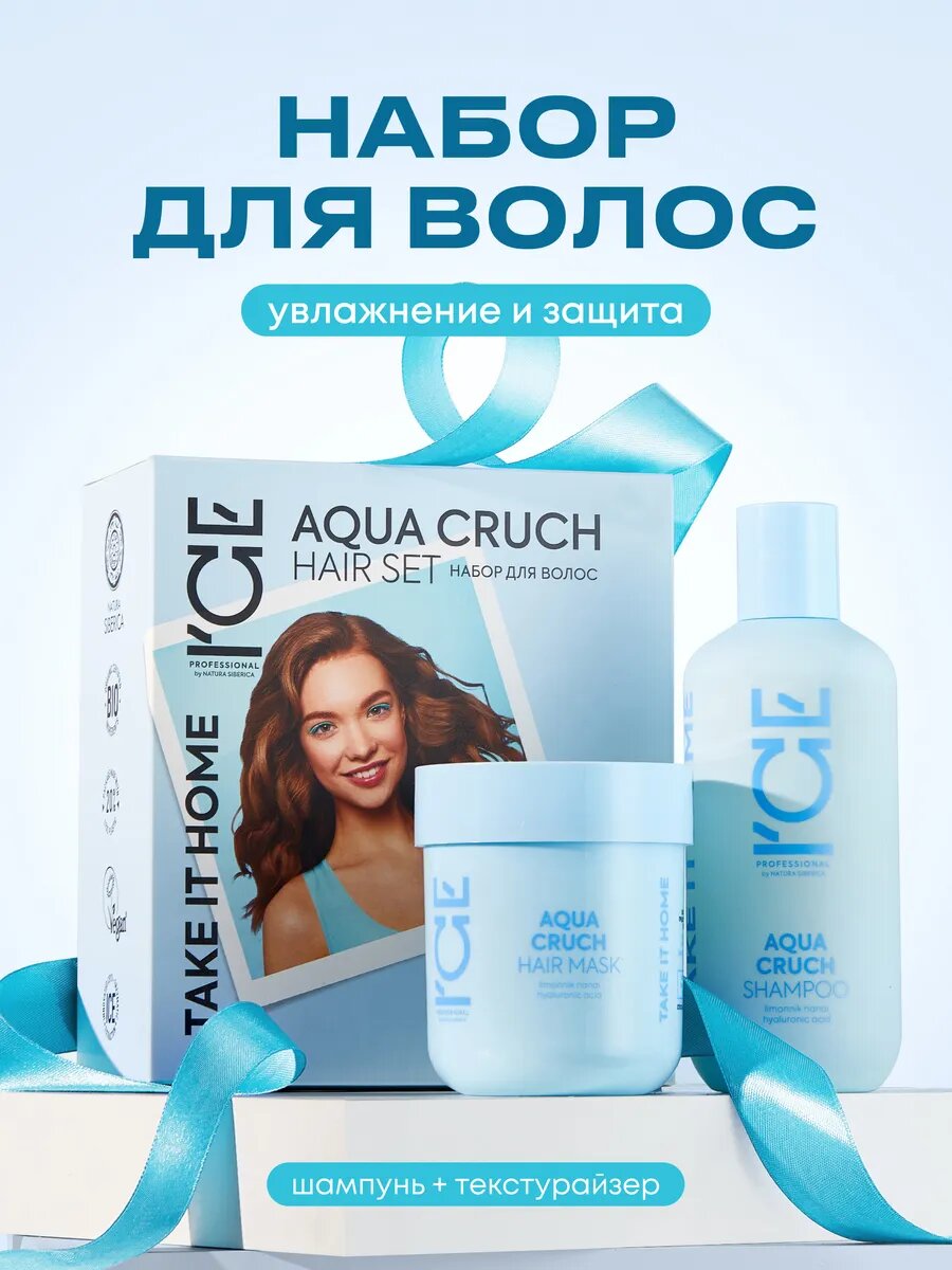 Подарочный набор для волос ICE Professional by Natura Siberica "Aqua Cruch", шампунь и маска, увлажняющие, 250/200мл