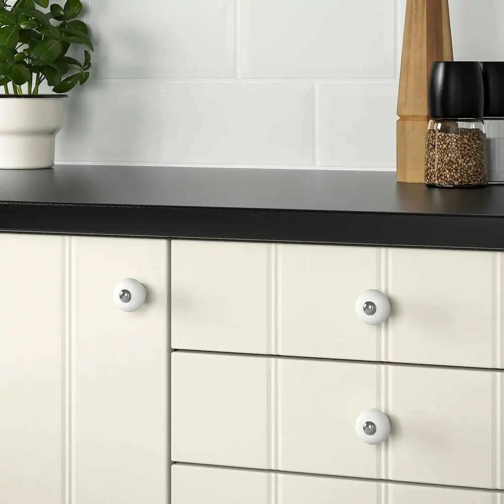 Фарфоровые ручки для мебели белые 30 мм (2 шт). Классические ручки для кухни и гарнитура в ретро стиле