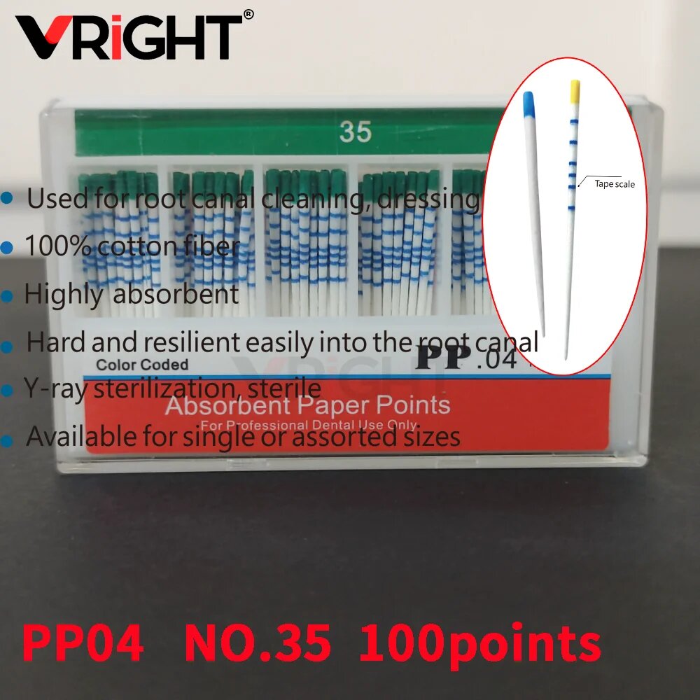 Бумажные точки стоматологические VRIGHT PP04 No.35 100шт
