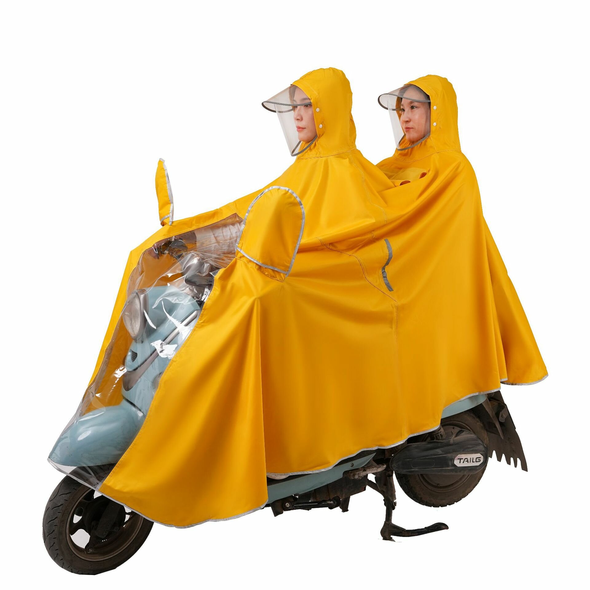 Дождевик для электросамоката, утолщенный и удлиненный, с чехлом для ног, из оксфордской ткани, с отражающим дождевиком и видимой приборной панелью для электросамоката на одного человека
