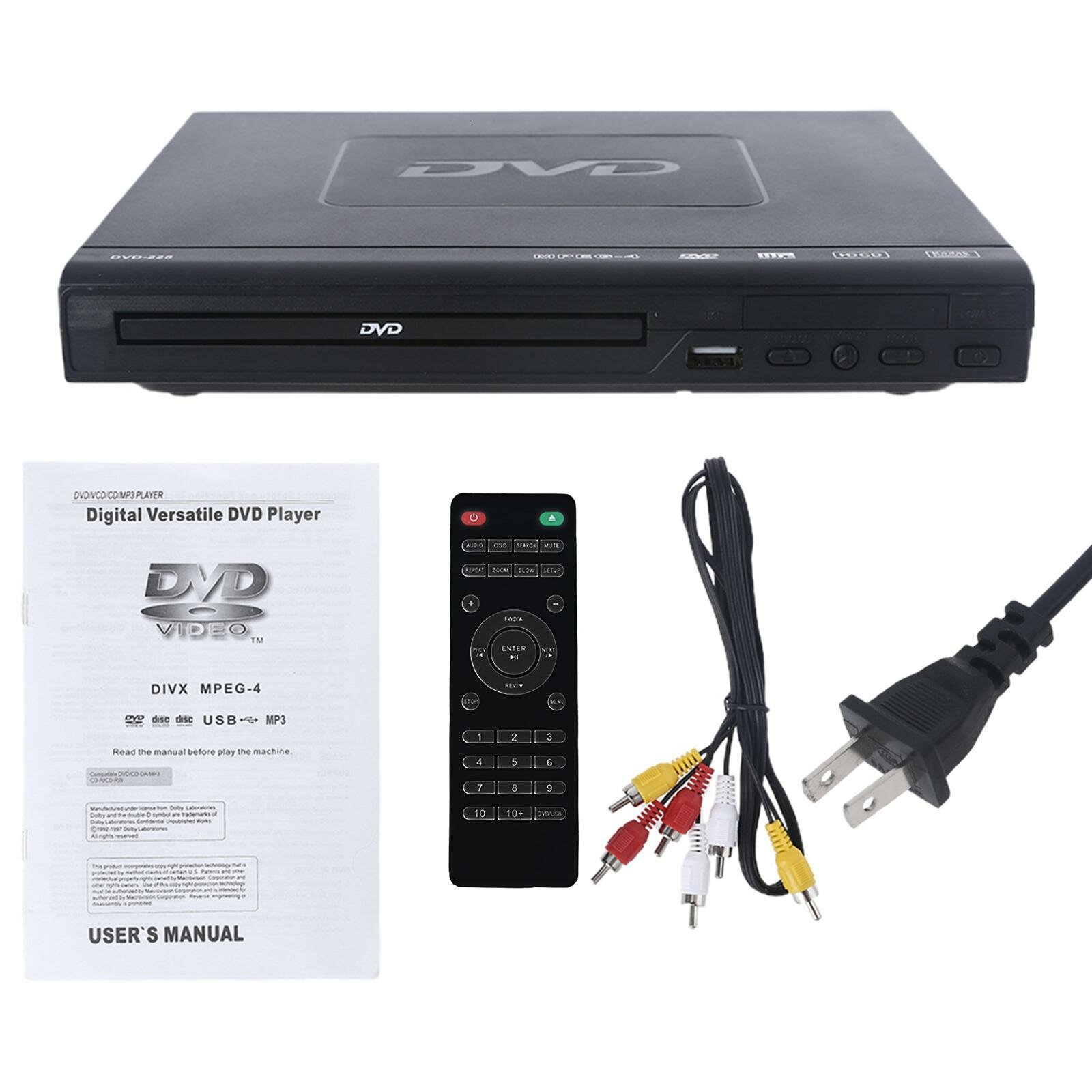 DVD-проигрыватель 1800 Гц, 1080p, Черный