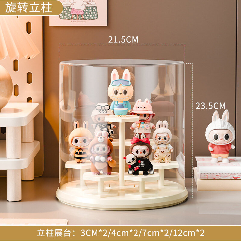 Вращающаяся прозрачная коробка для демонстрации подвески Labubu, фигурка плюшевой куклы Labubu, слепая коробка для хранения и демонстрации