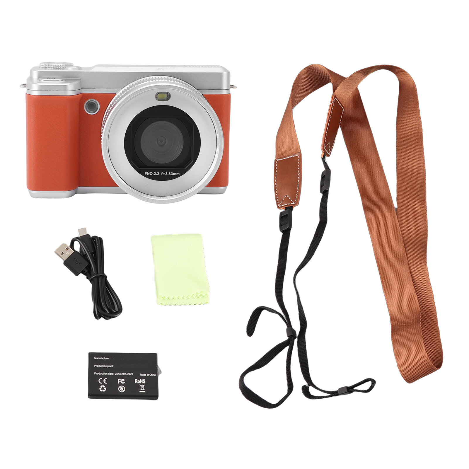 Цифровая фотокамера 5K 80MP HD с двумя объективами, поворотным экраном, 18-кратным зумом, автофокусом, Wi-Fi, видеосъемкой, для путешествий и фотосъемки, коричневая.