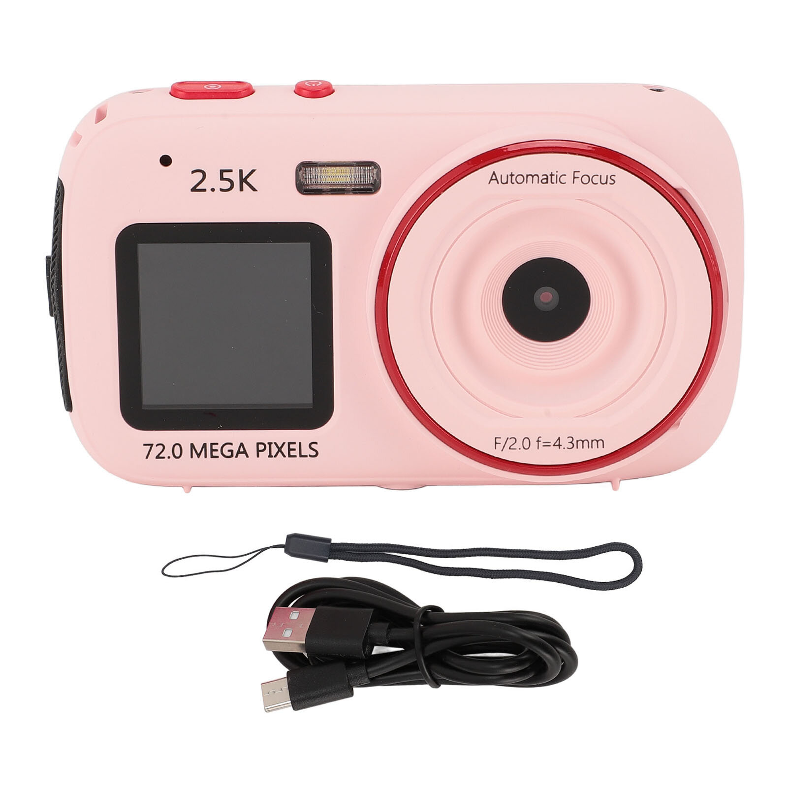 72 -мегапиксельная цифровая камера Двойной экран спереди 2.4IN Цветный дисплей задний 1,54 -дюймовый дисплей видеокамера с 16x цифровой Zoom Mp3 Player для путешествий Sakura Color