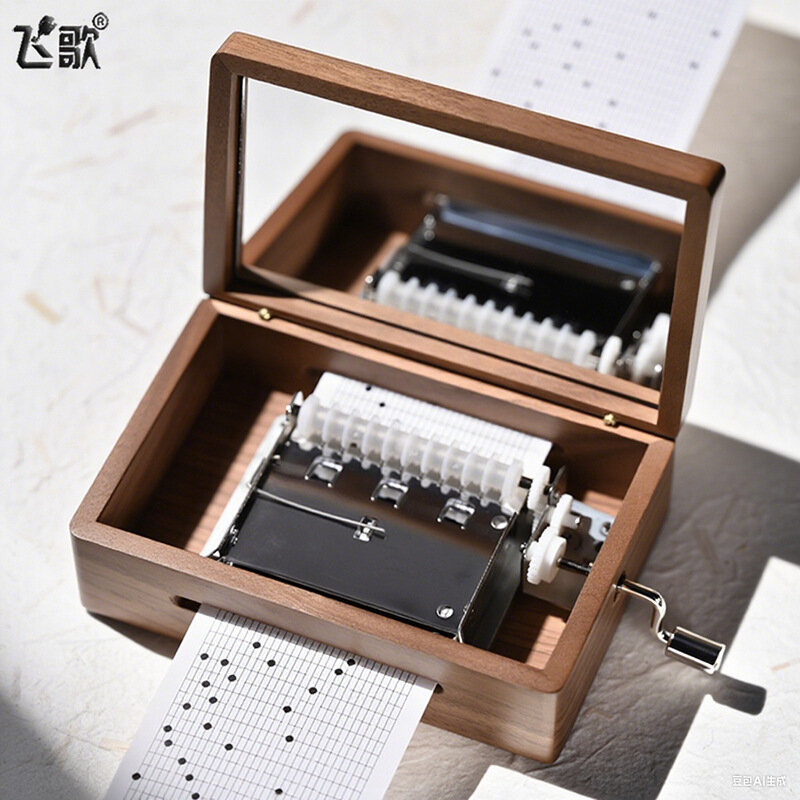 Музыкальная шкатулка Feige 15/30 тонов с ручным приводом и нотами, винтажная деревянная DIY шкатулка с восемью тонами, креативный подарок DIY