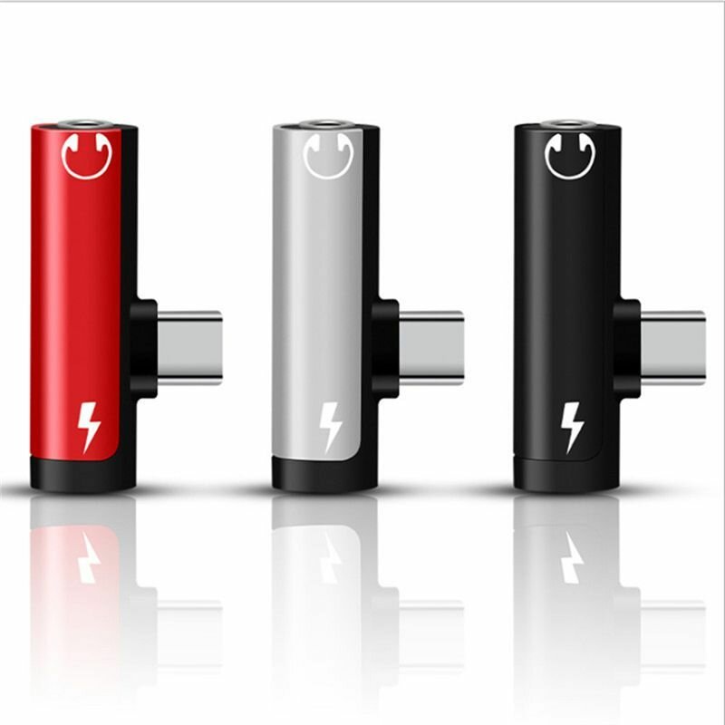 Разветвитель адаптера типа C 2 In1 для на разъем зарядки наушников 3,5 мм Разъем кабеля AUX наушников-A