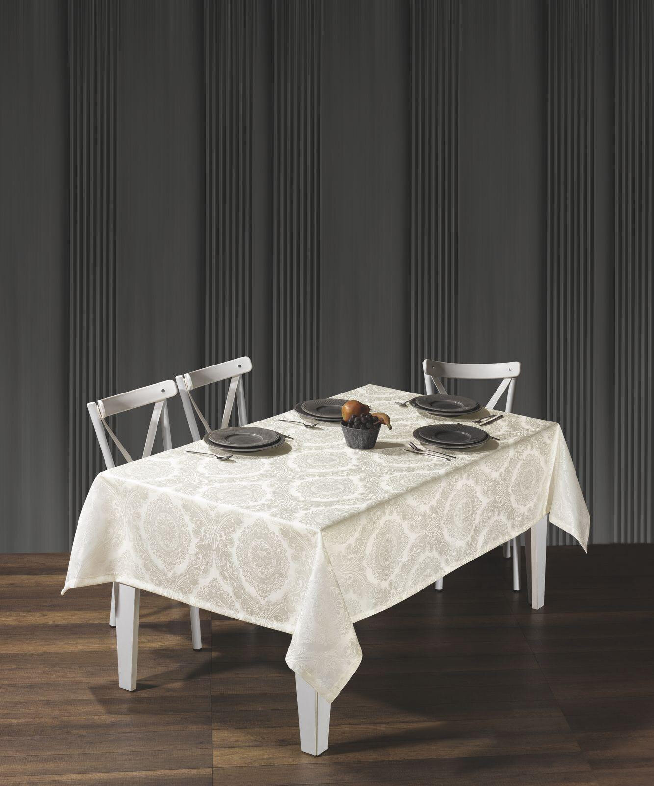 Скатерть броде жаккард 12338 Milano кремовый Doco (кремовый), Скатерть 160x220