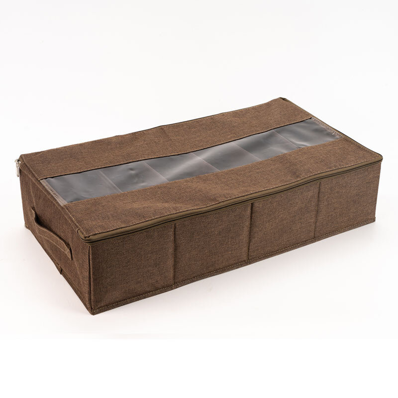 Стираная хлопковая льняная коробка для обуви с шестью отделениями, прозрачная коробка для хранения обуви, складная разделенная корзина для хранения обуви, органайзер под кроватью