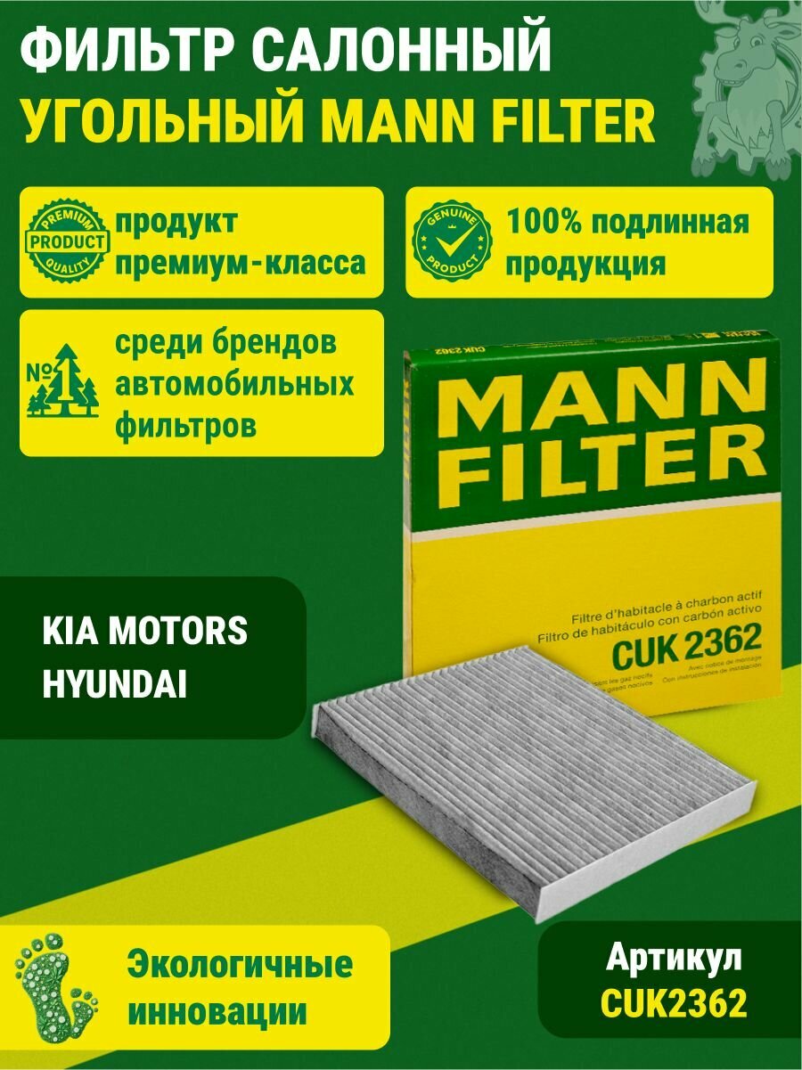 Фильтр воздушный салона угольный MANN (CUK2362)