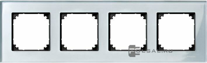 Рамка Merten 4 поста стекло алмаз серебристый M-Elegance MTN4040-3260