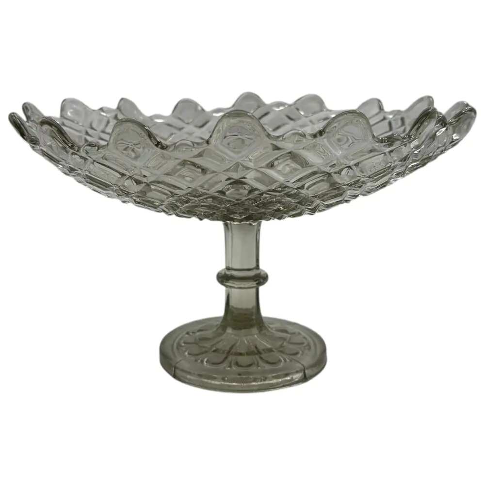 Фруктовница на ножке, 18.5 см, стекло,1950-1960 г, Дятьковский ХЗ, СССР