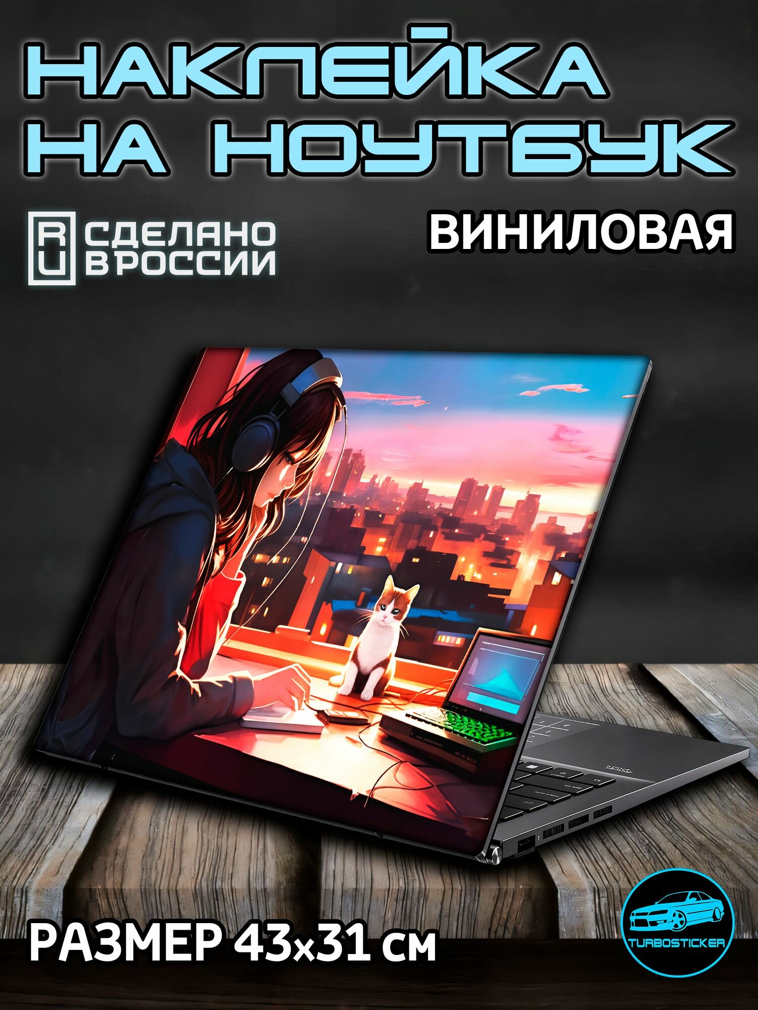 Наклейка на ноутбук 43х31