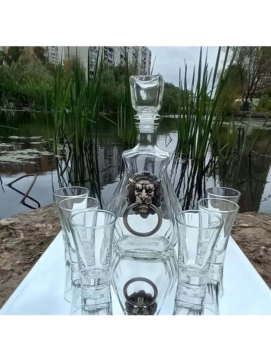 Графин скрипка большой Лев 500мл+ 6 стопок высоких 50мл