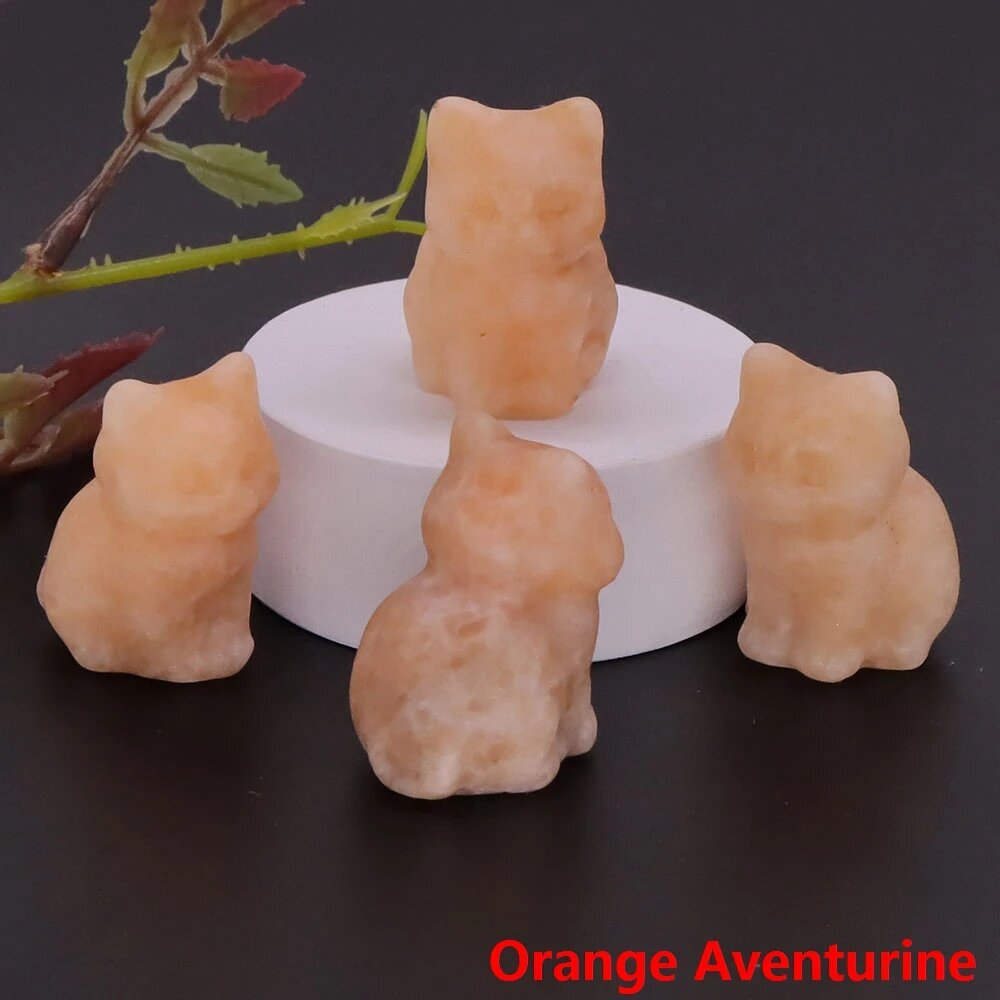 Оранжевая кошка из авантюрина, 1шт