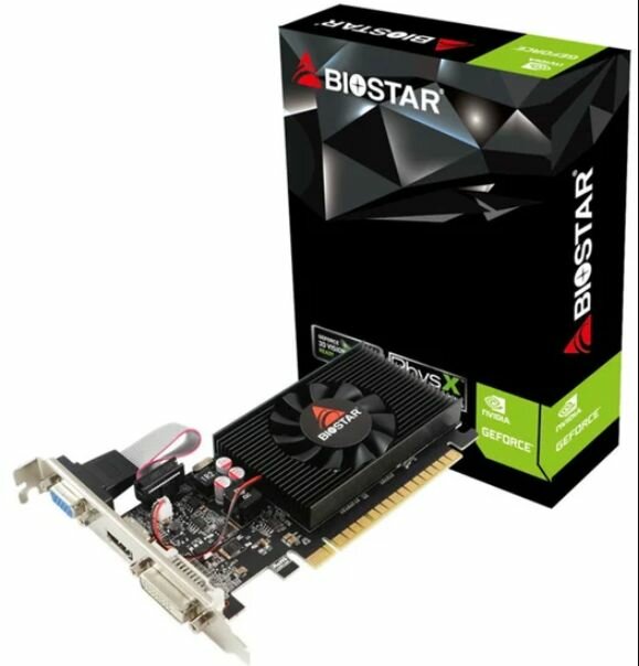 Видеокарта Biostar PCI-E GT710-2Gb D3 LP NVIDIA GeForce GT 710 2Gb 64bit DDR3 954/1333 DVIx1 HDMIx1 CRTx1 HDCP Ret low profile