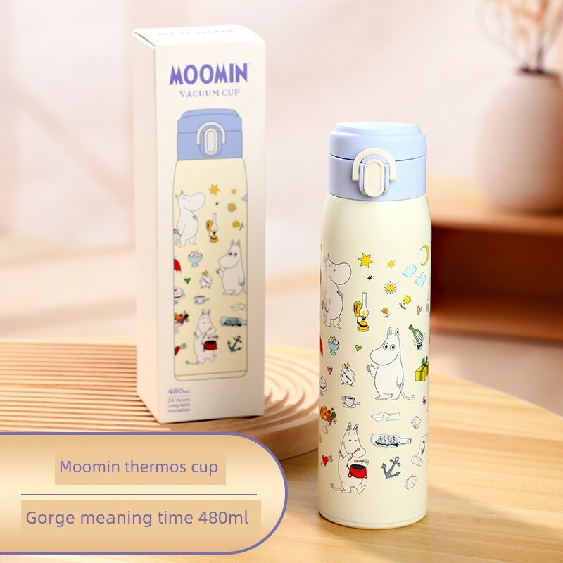 Moomin Спокойные Моменты Фиолетовый Нержавеющая Сталь Кофейный Термос 480 мл Изолированный Стакан