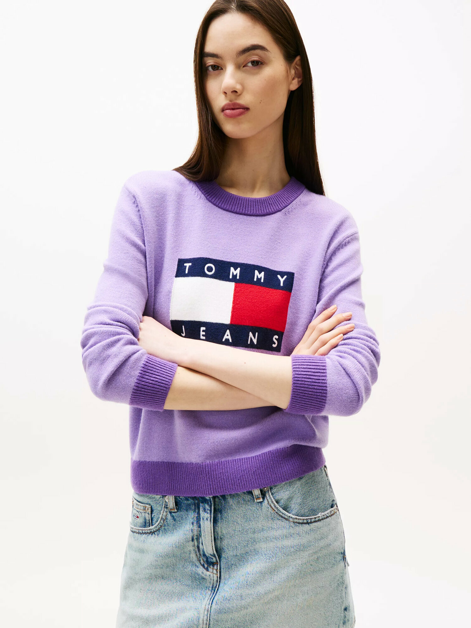 Джемпер Tommy Jeans, размер S, сиреневый