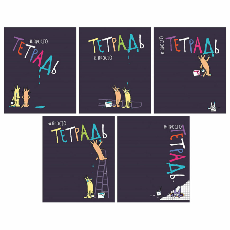 Тетрадь А5 48 л. Пзбм скоба, клетка, матовая ламинация, брайль, "Просто тетрадь" (микс в спайке), 22617, 405577