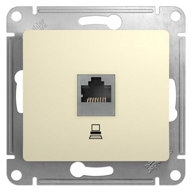 Розетка компьютерная 1 пост Systeme Electric Glossa GSL000281K, RJ45 5е, бежевая